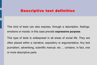 Descriptive text (structure and examples)