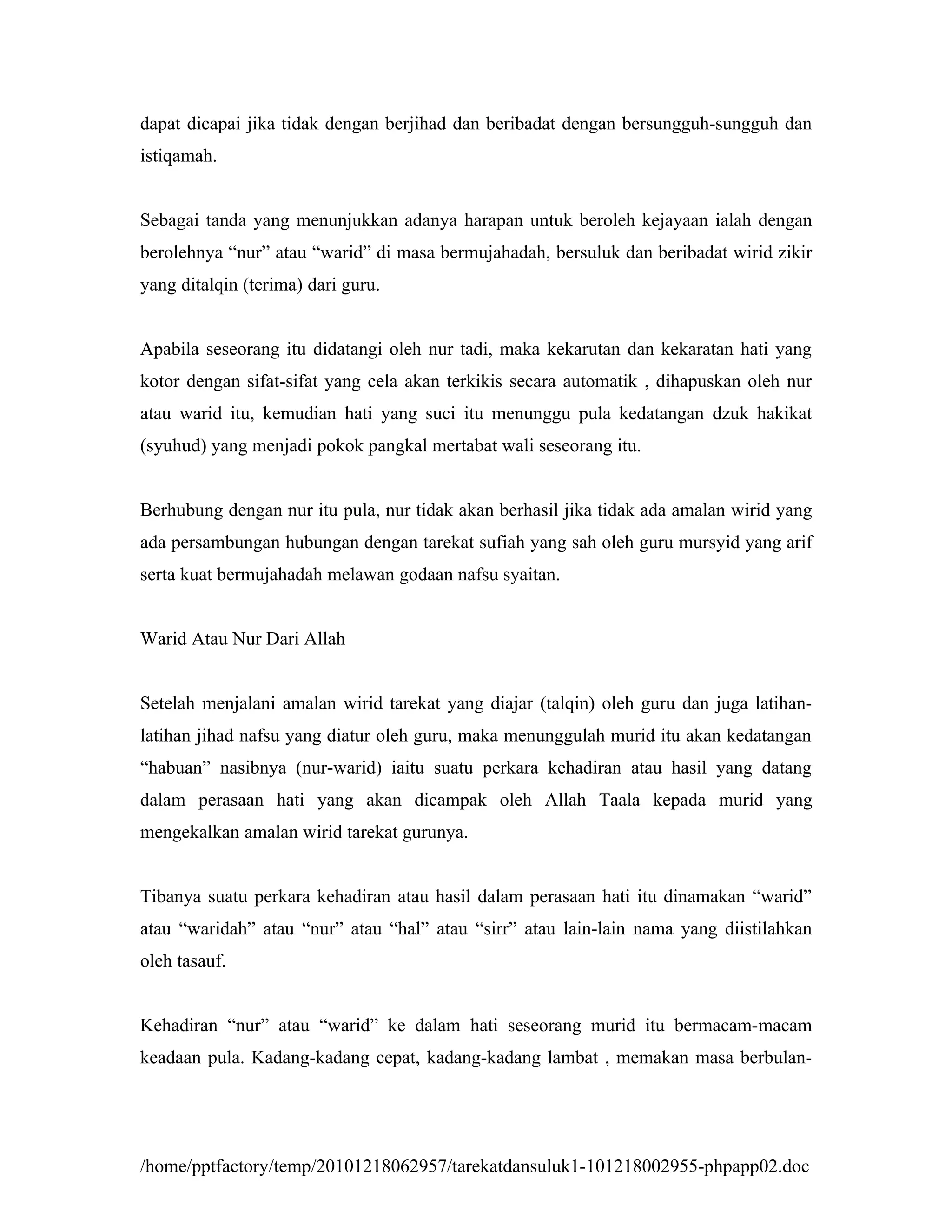 Tarekat dan suluk 1 | DOC