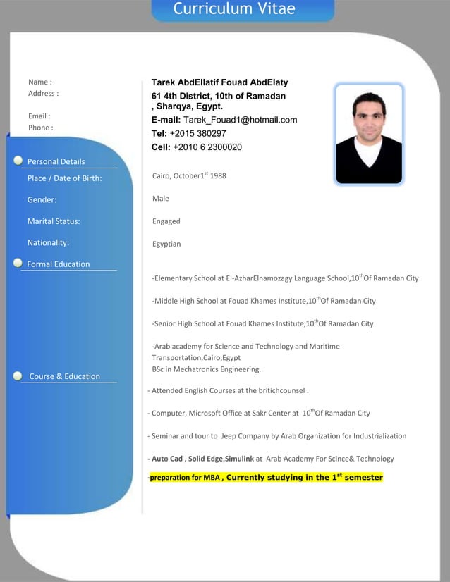 Tarek fouad cv | PDF