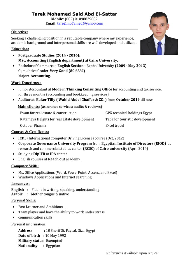 Tarek resume | PDF | Business | Business and Finance