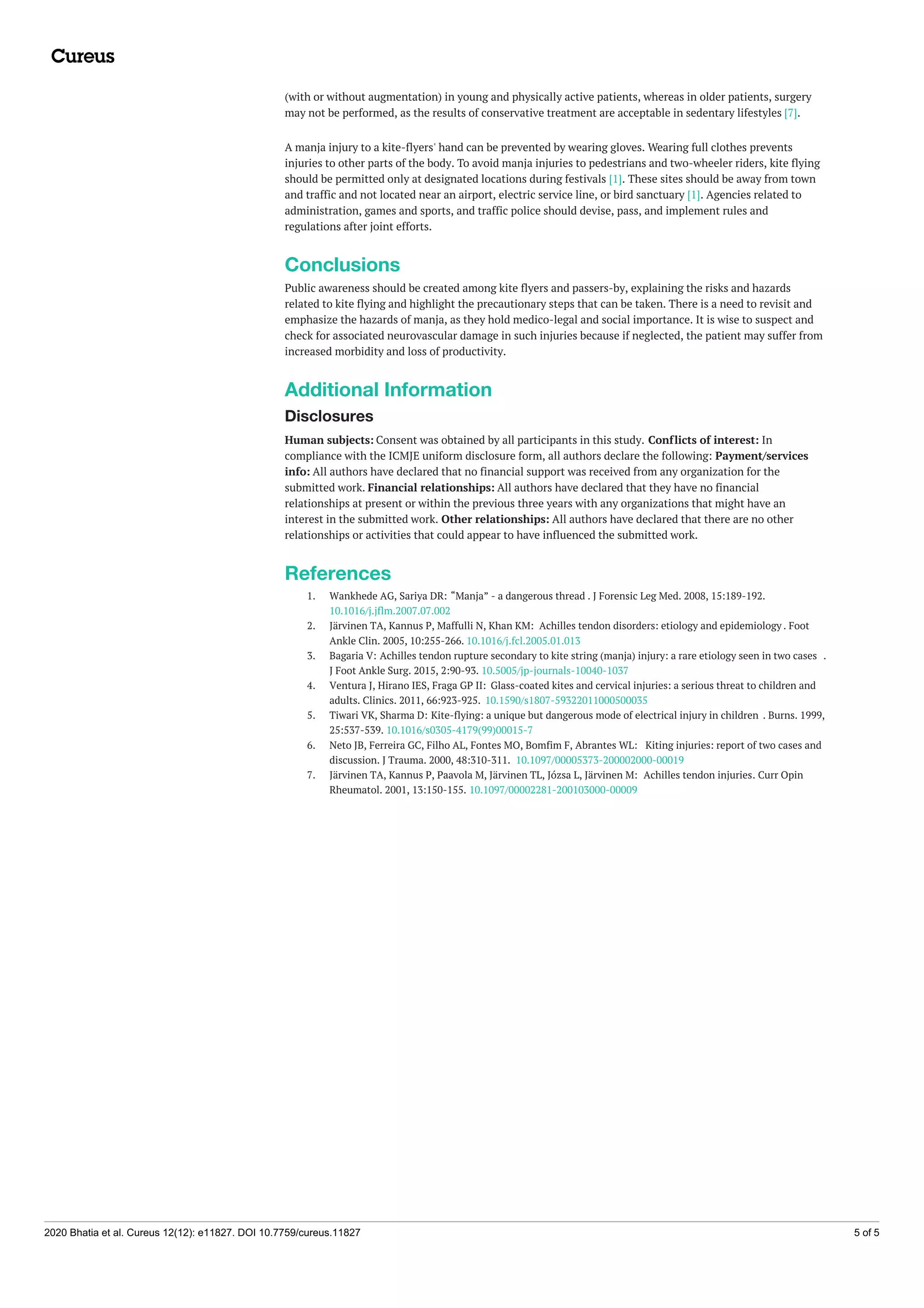 Kite String Injury Causing a Complete Tear of the Tendoachilles | PDF