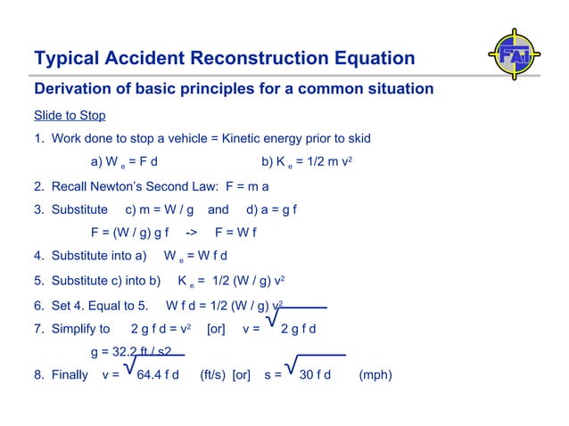 E - Traffic Accident Reconstruction Fundamentals | PPT | Physics | Science