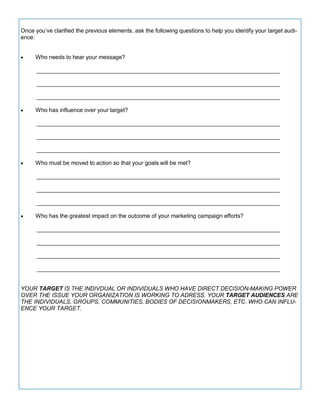 Target Audience Worksheet | PDF