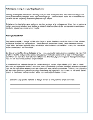 Target Audience Worksheet | PDF