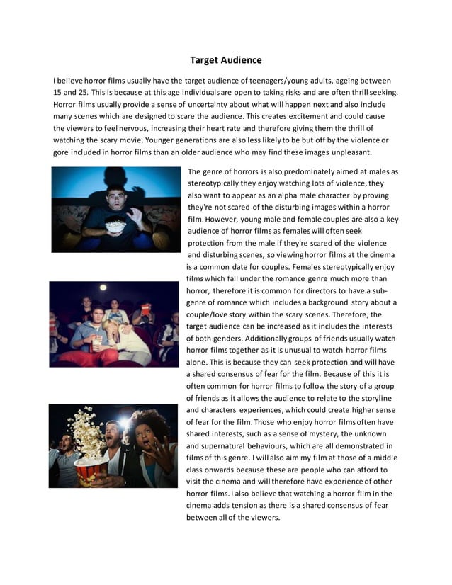 Pre-Production - Target Audience | DOCX | Horror | Genres