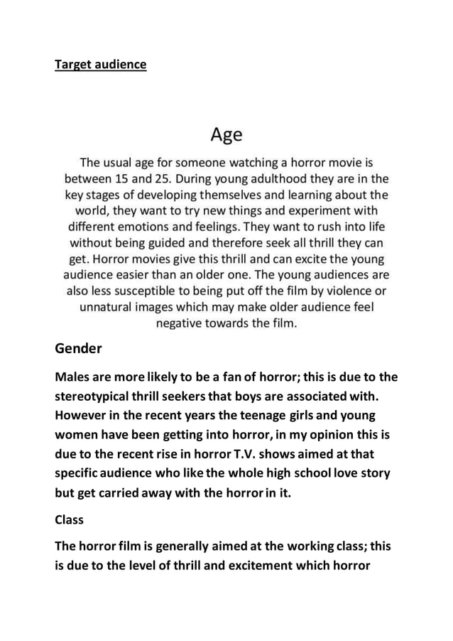 Target audience | DOCX | Horror | Genres