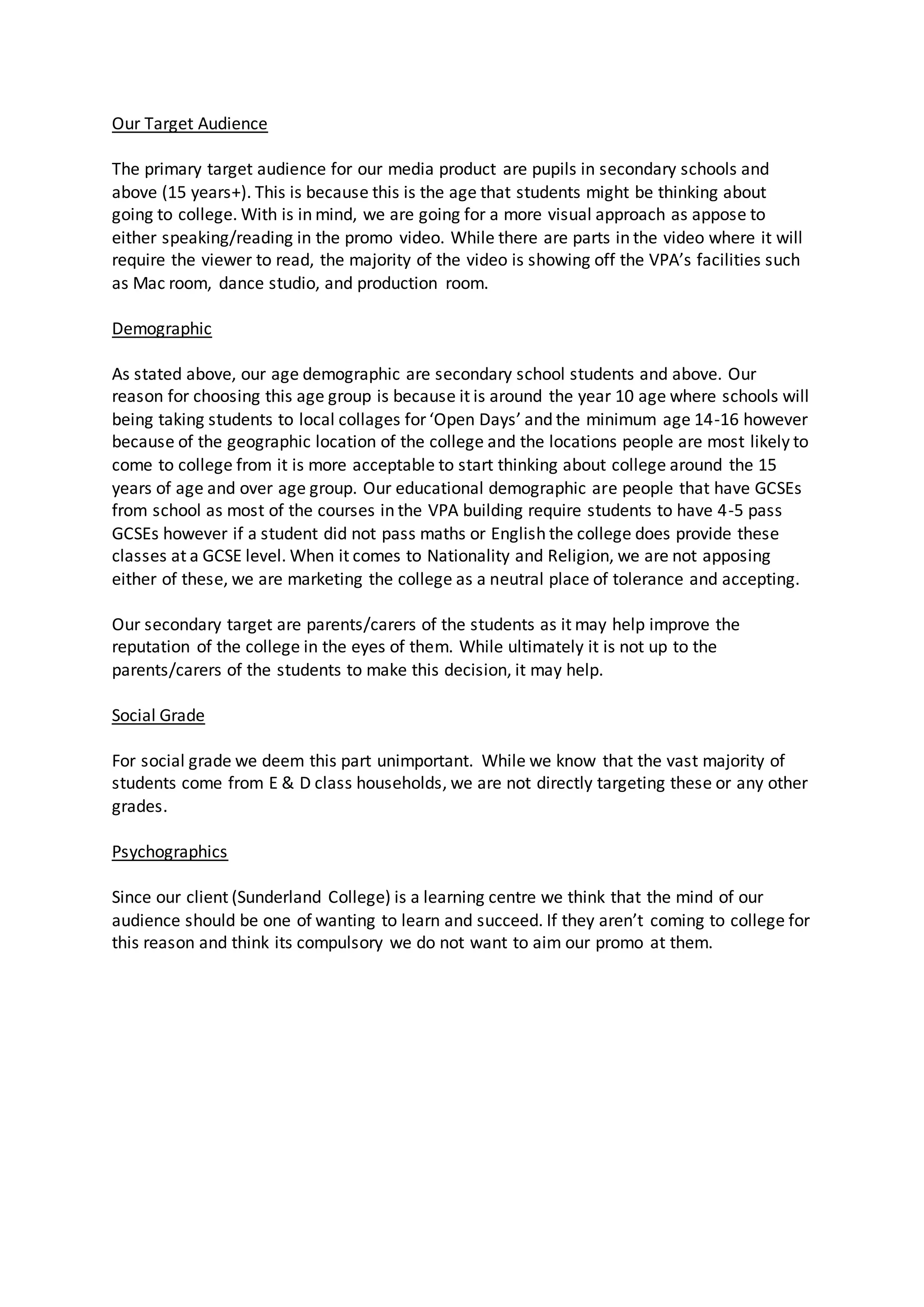 Target audience | DOCX