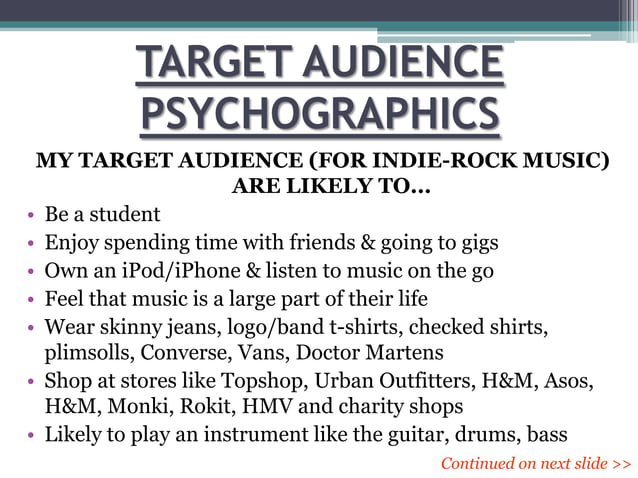 Target audience for indie rock music | PPTX