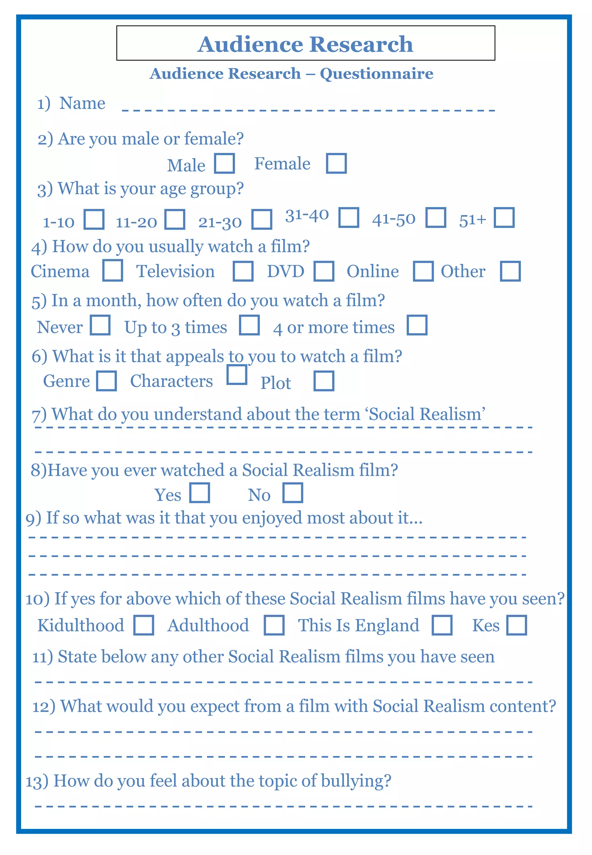 Target audience questionnaire | PDF