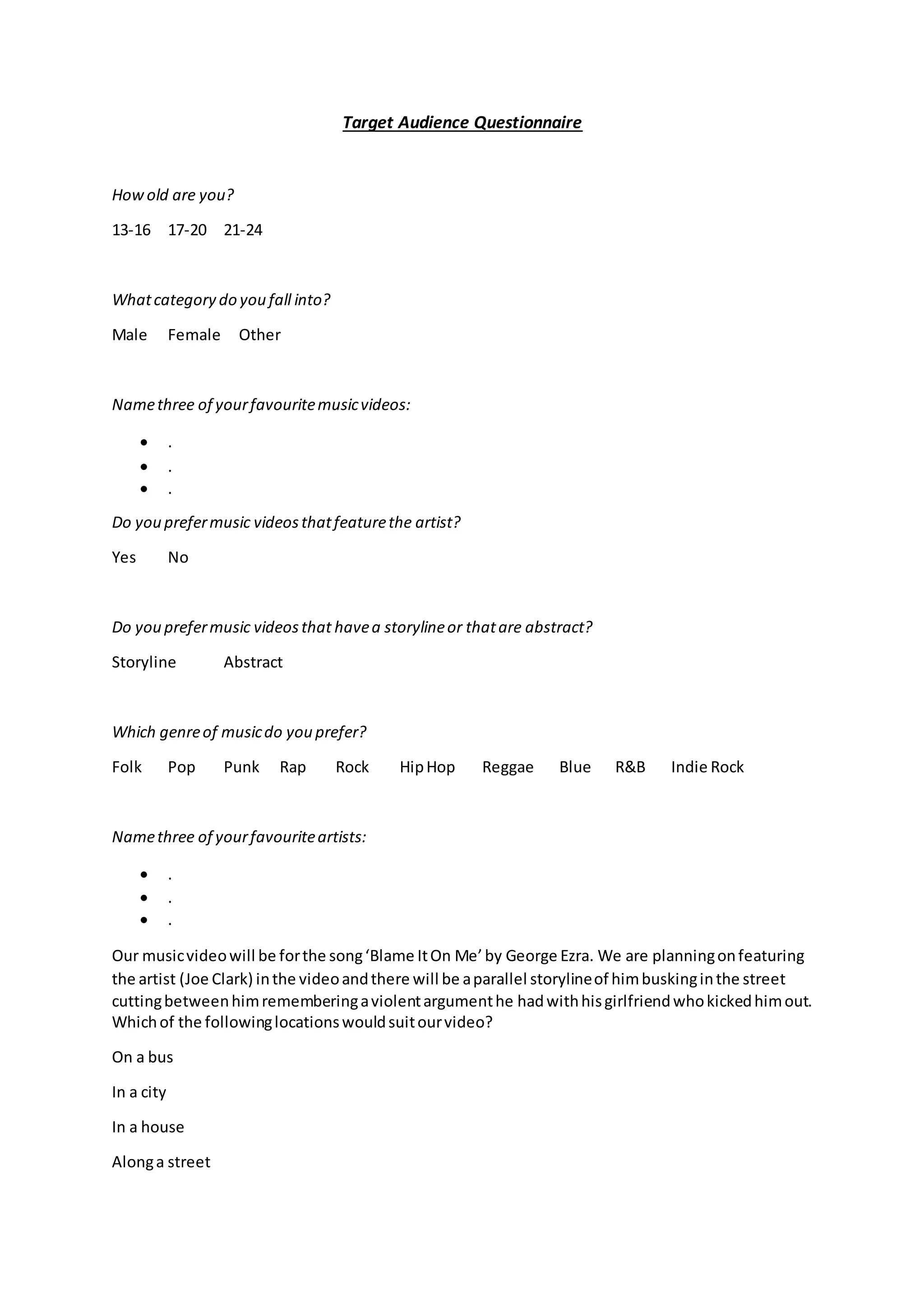 Target audience questionnaire | PDF