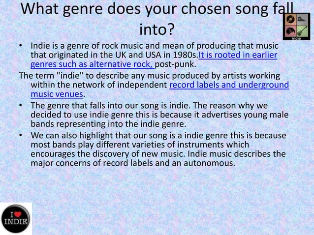 Target audiences of indie genre | PPTX | Alternative Music | Music