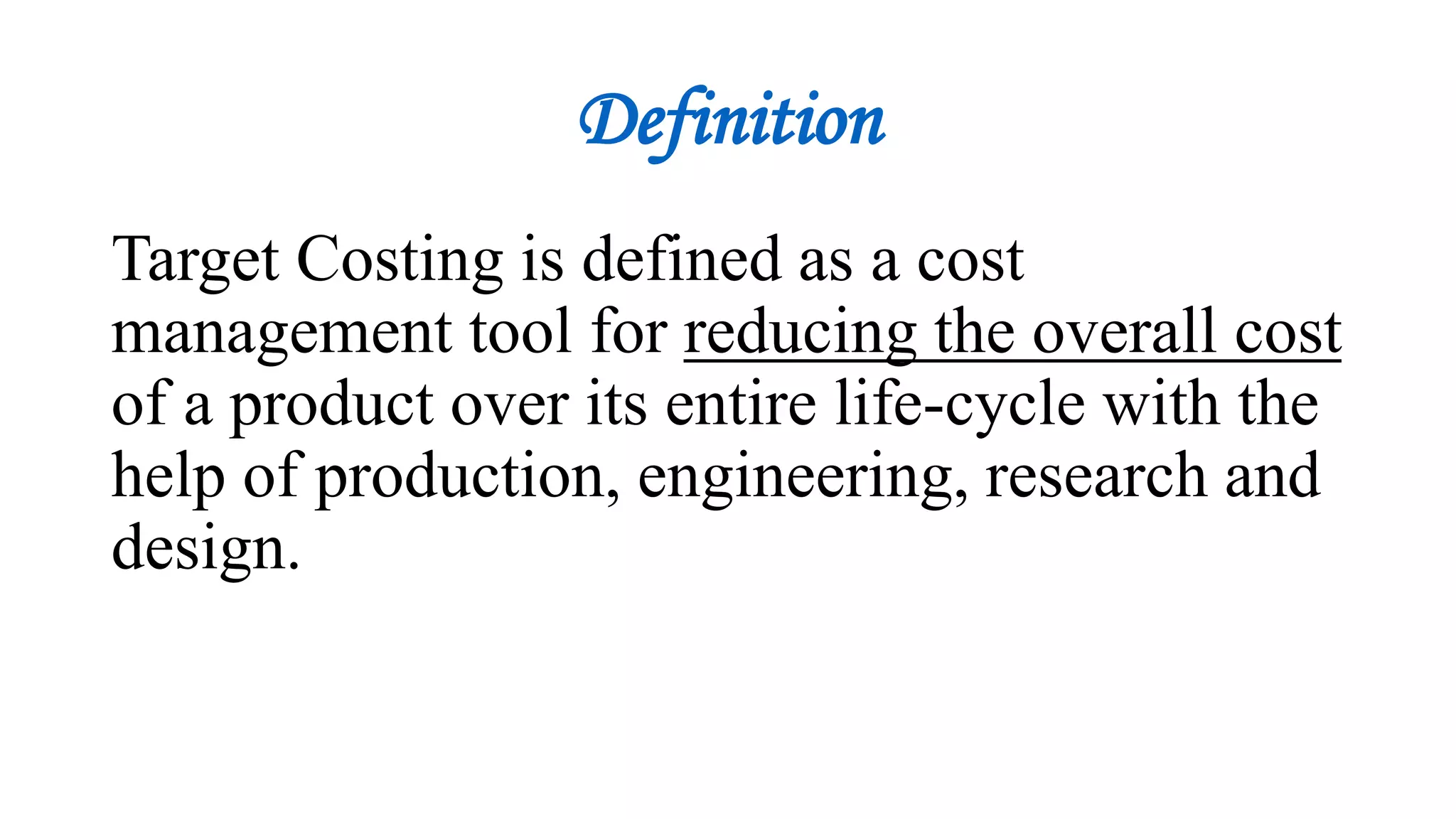 Target costing Prepared By Melwin Mathew | PPTX