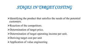 Target costing Prepared By Melwin Mathew | PPTX