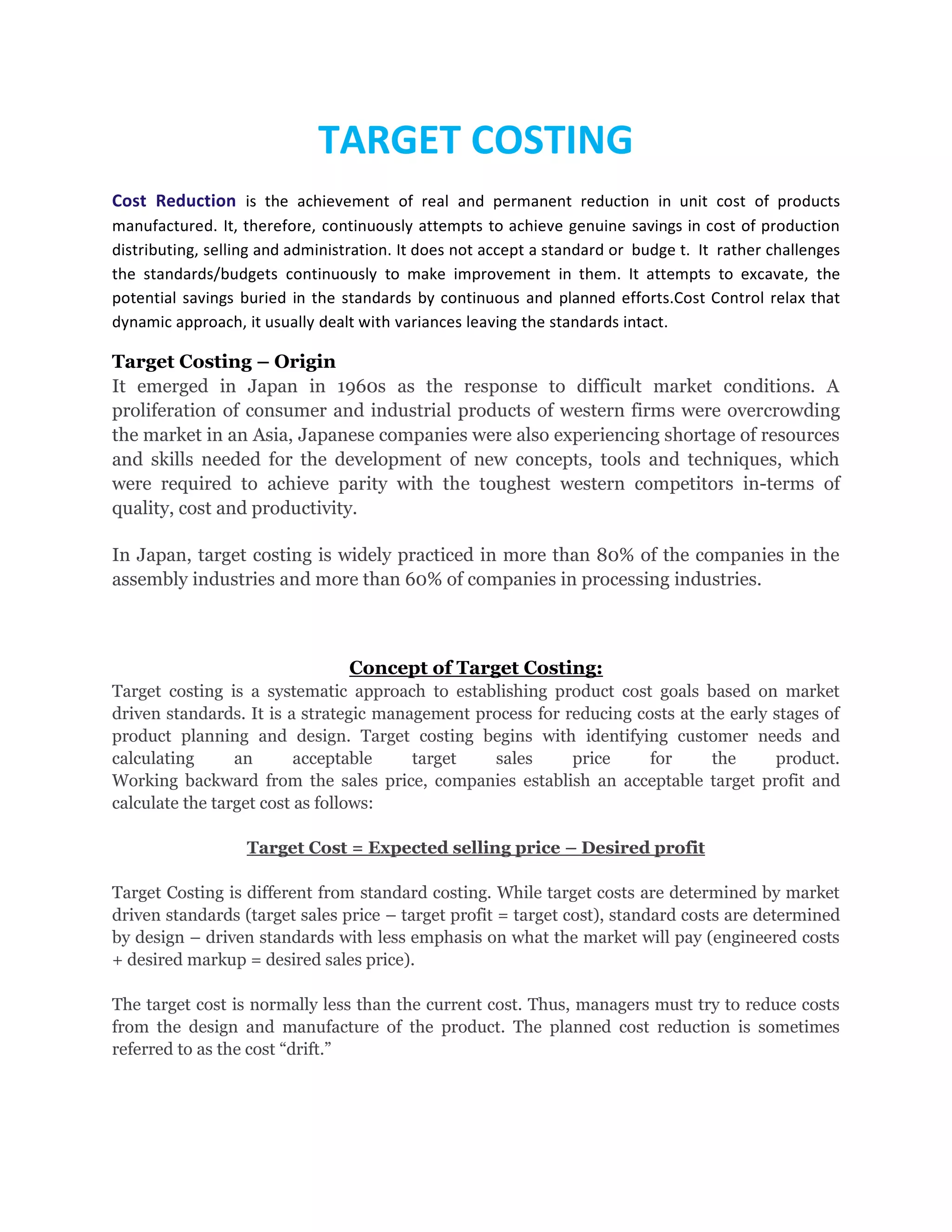 TARGET COSTING | PDF