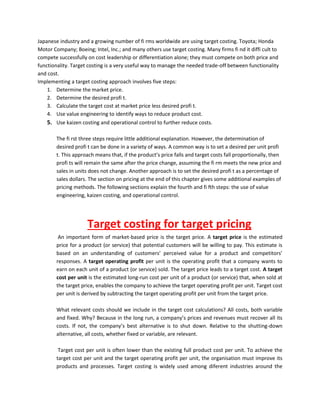 TARGET COSTING | PDF