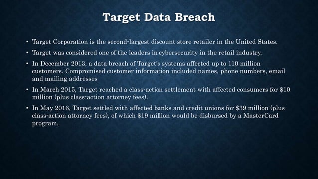 Target data breach presentation | PPTX | Internet | Computing