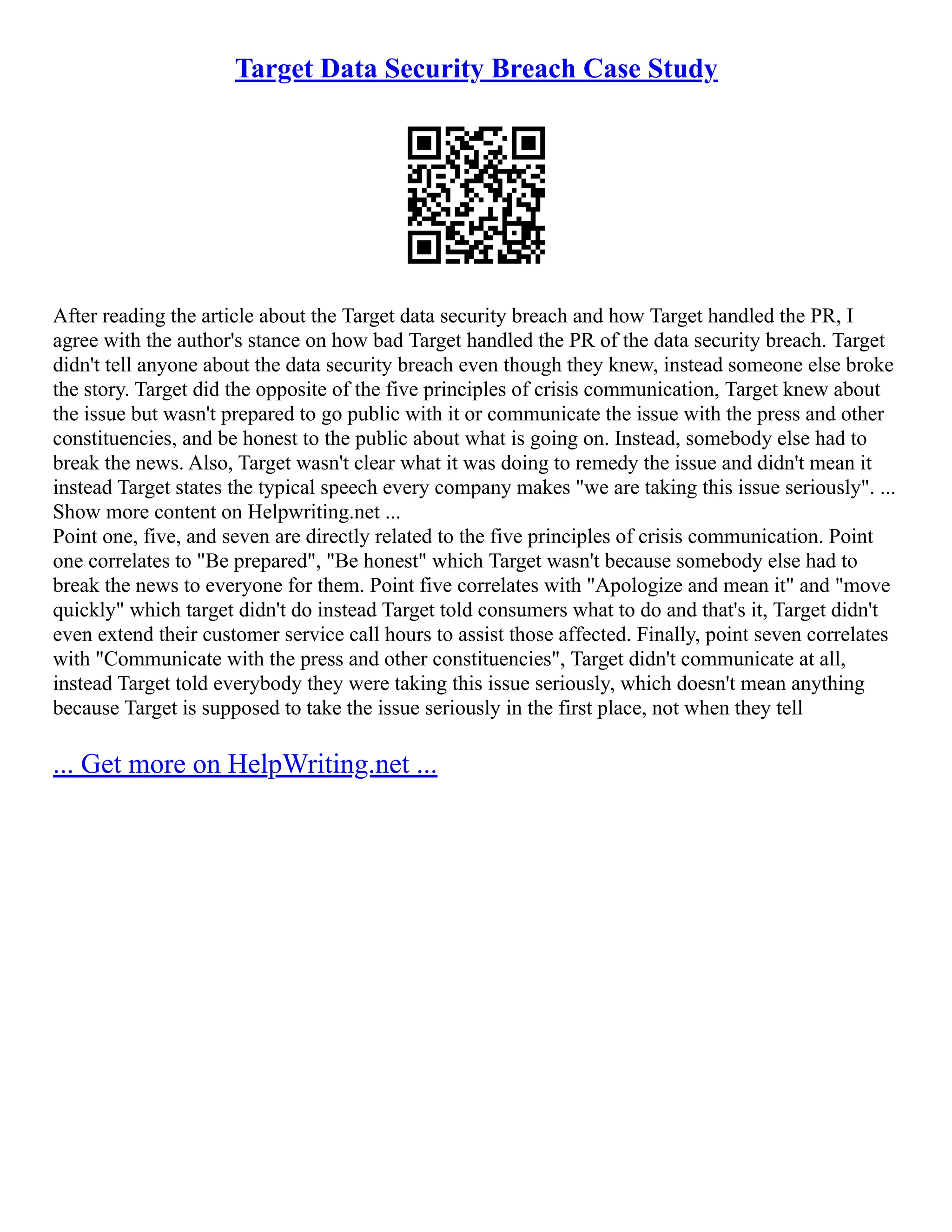 Target Data Security Breach Case Study | PDF | Computing | Technology & Computing