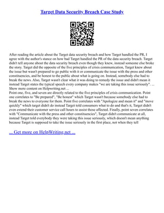 Target Data Security Breach Case Study | PDF