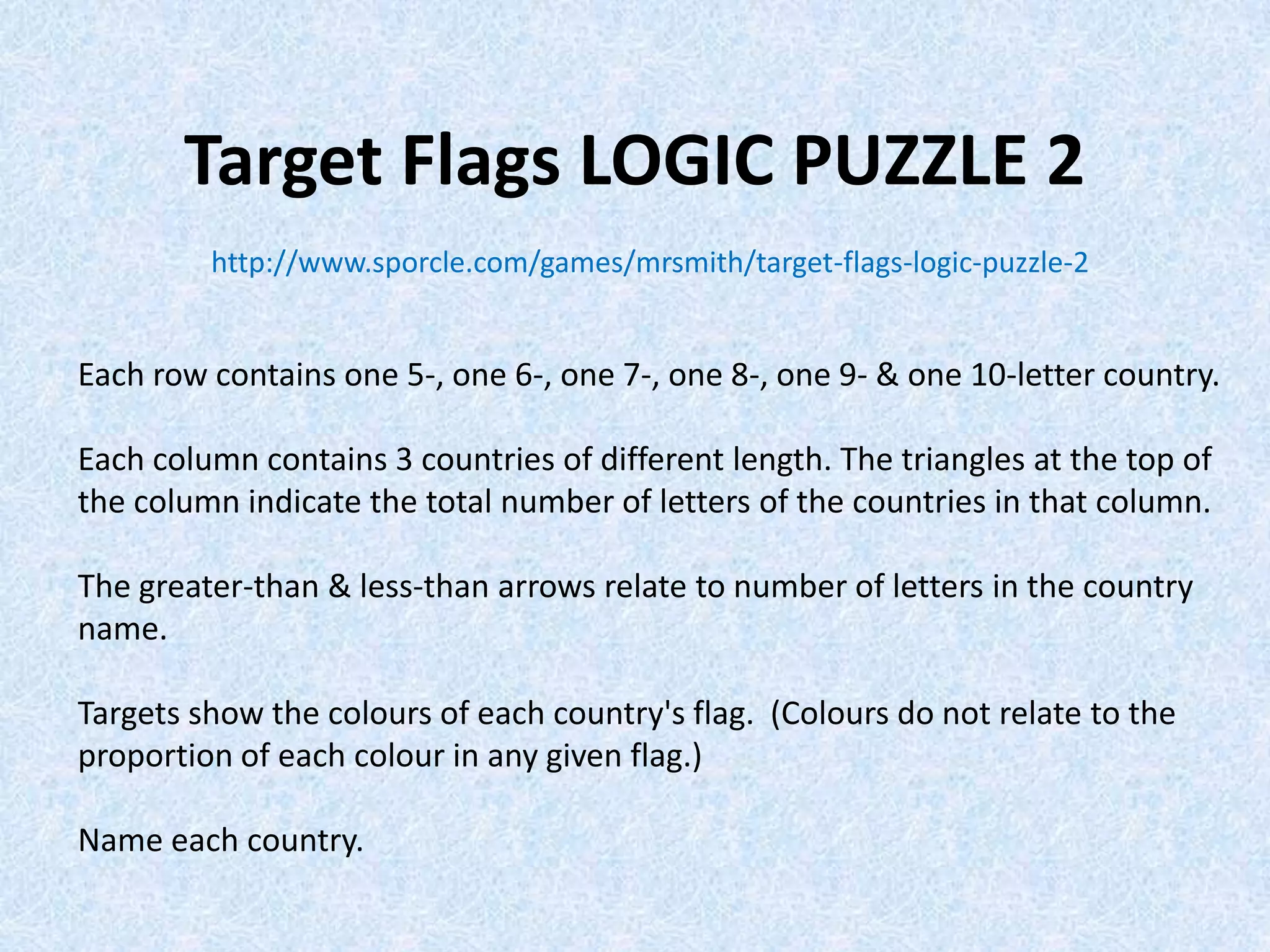 Target flags logic puzzle 2 | PPTX