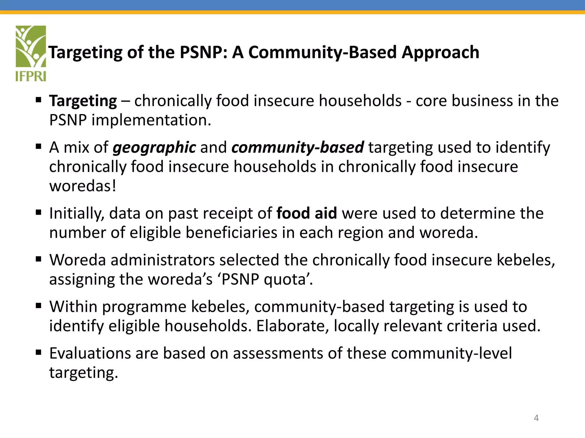 Targeting and the Productive Safety Nets Programme (PSNP) | PPTX