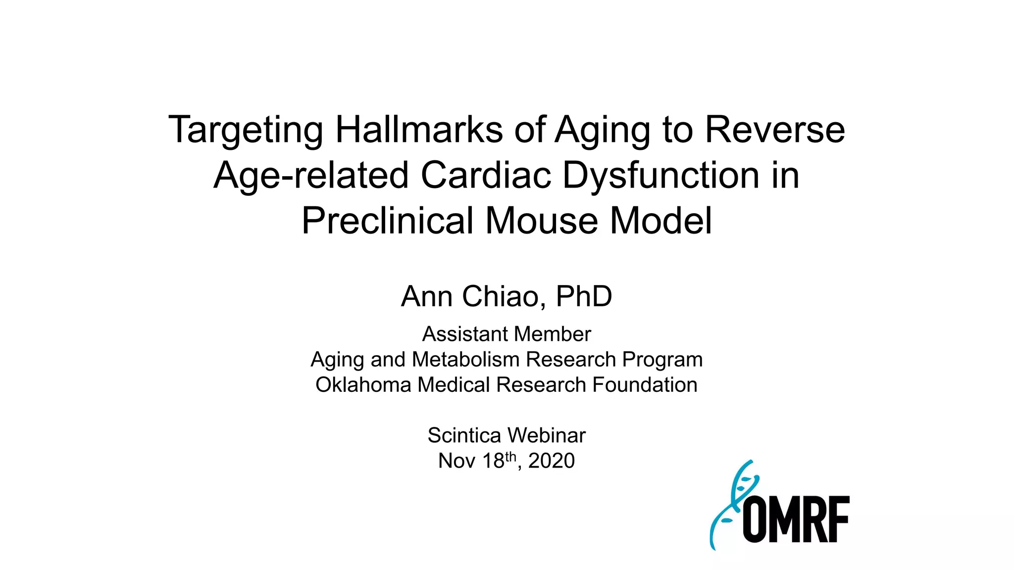 Targeting the hallmarks of aging to reverse age related cardiac ...