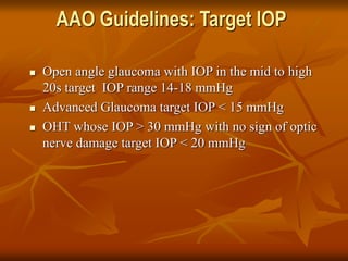 Target IOP is intraocular pressure at which optic nerve damage is ...