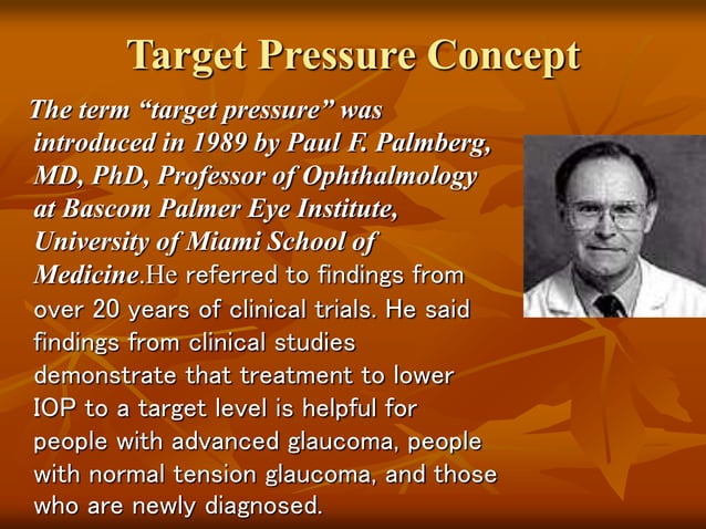 Target IOP is intraocular pressure at which optic nerve damage is ...