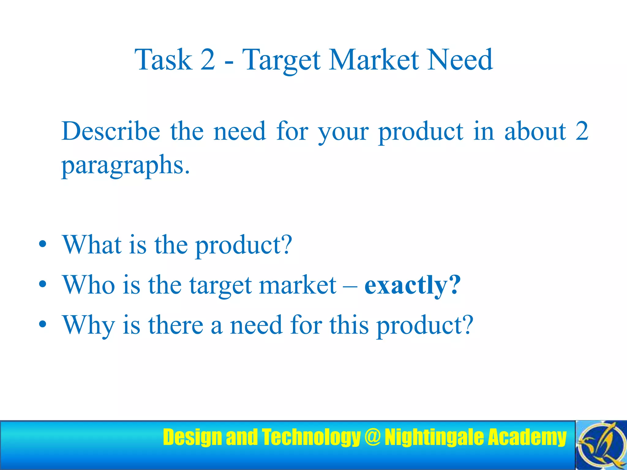 Target market need + design brief | PPTX