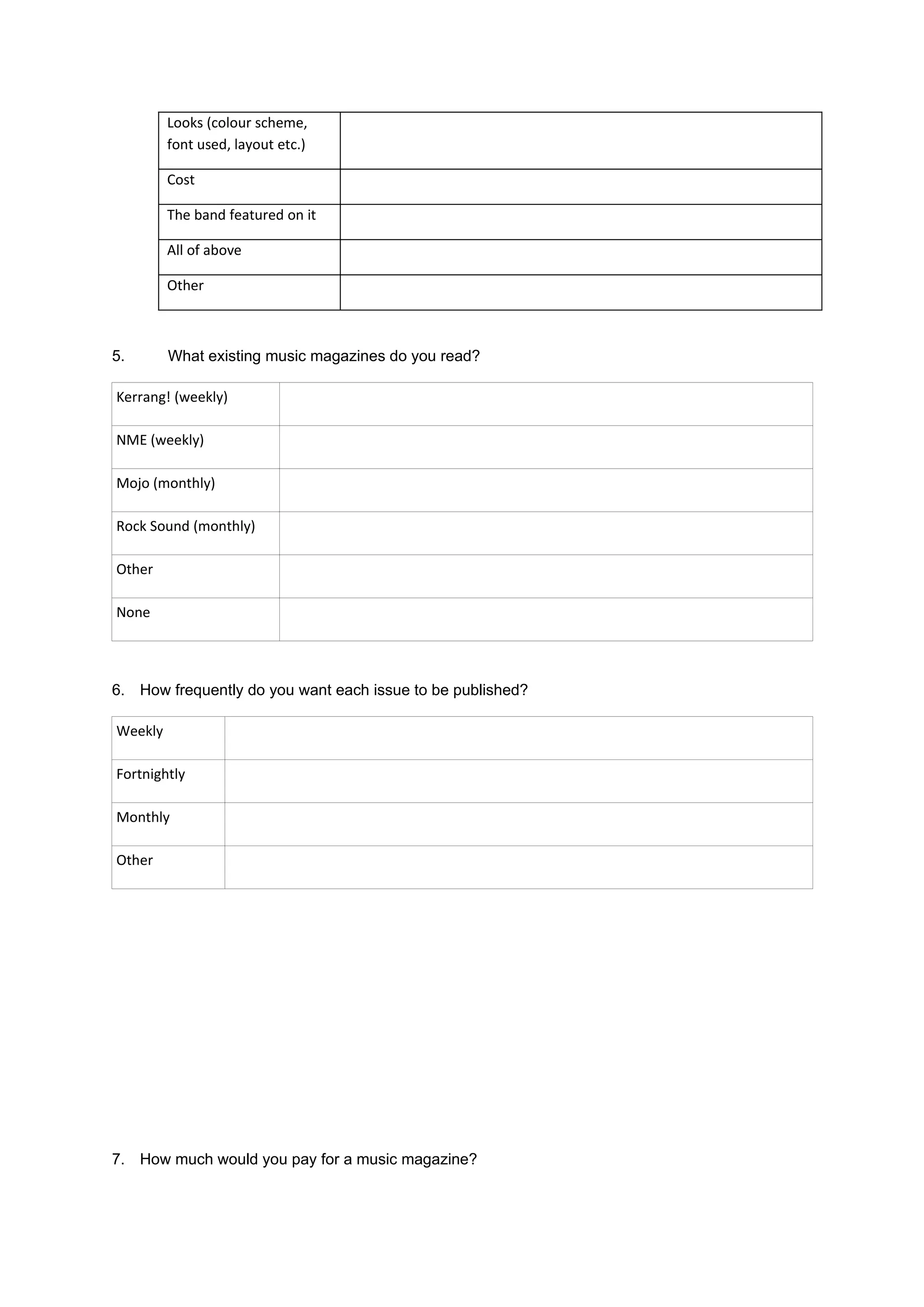 Target Market Questionnaire | DOC