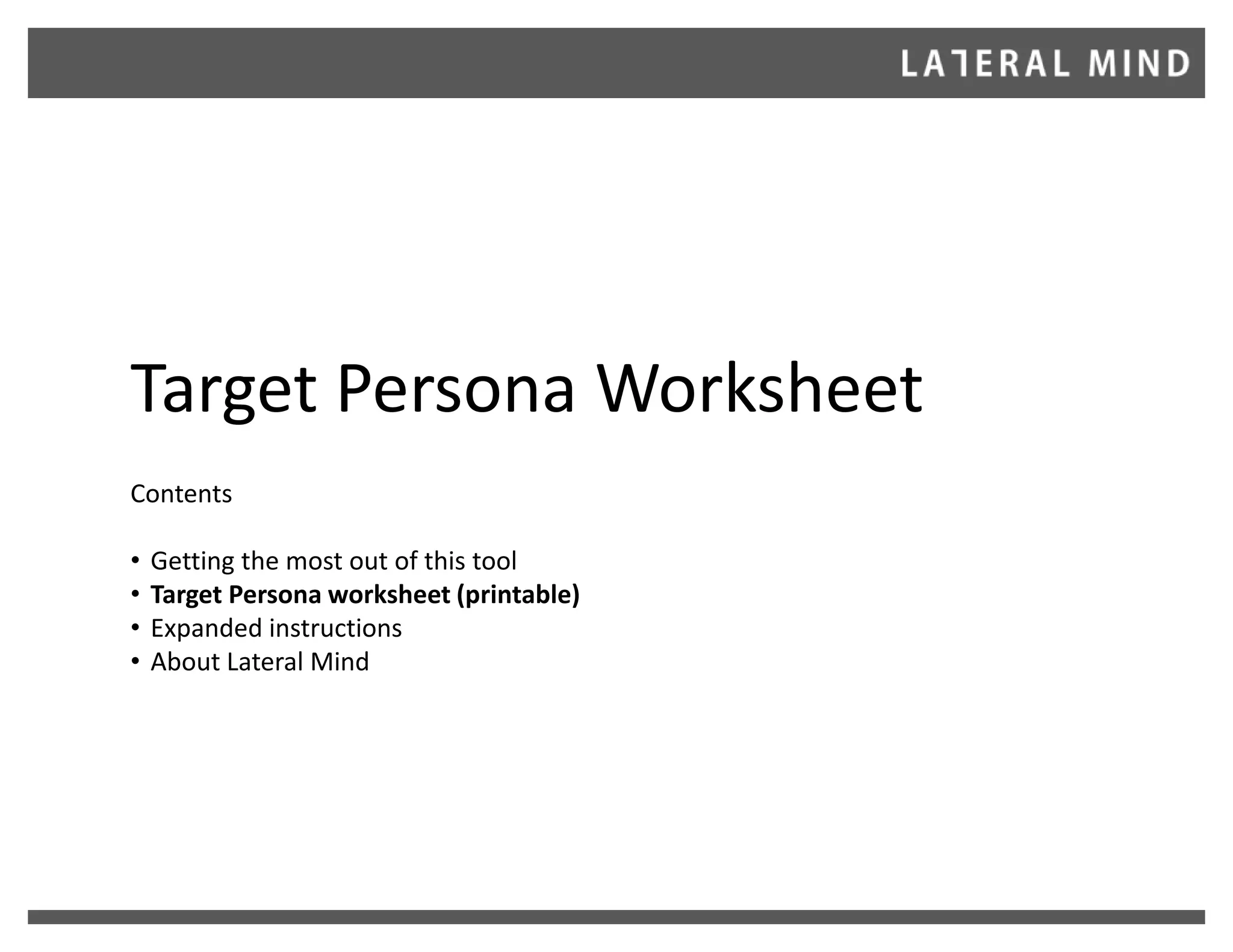 Target Persona Worksheet | PPT