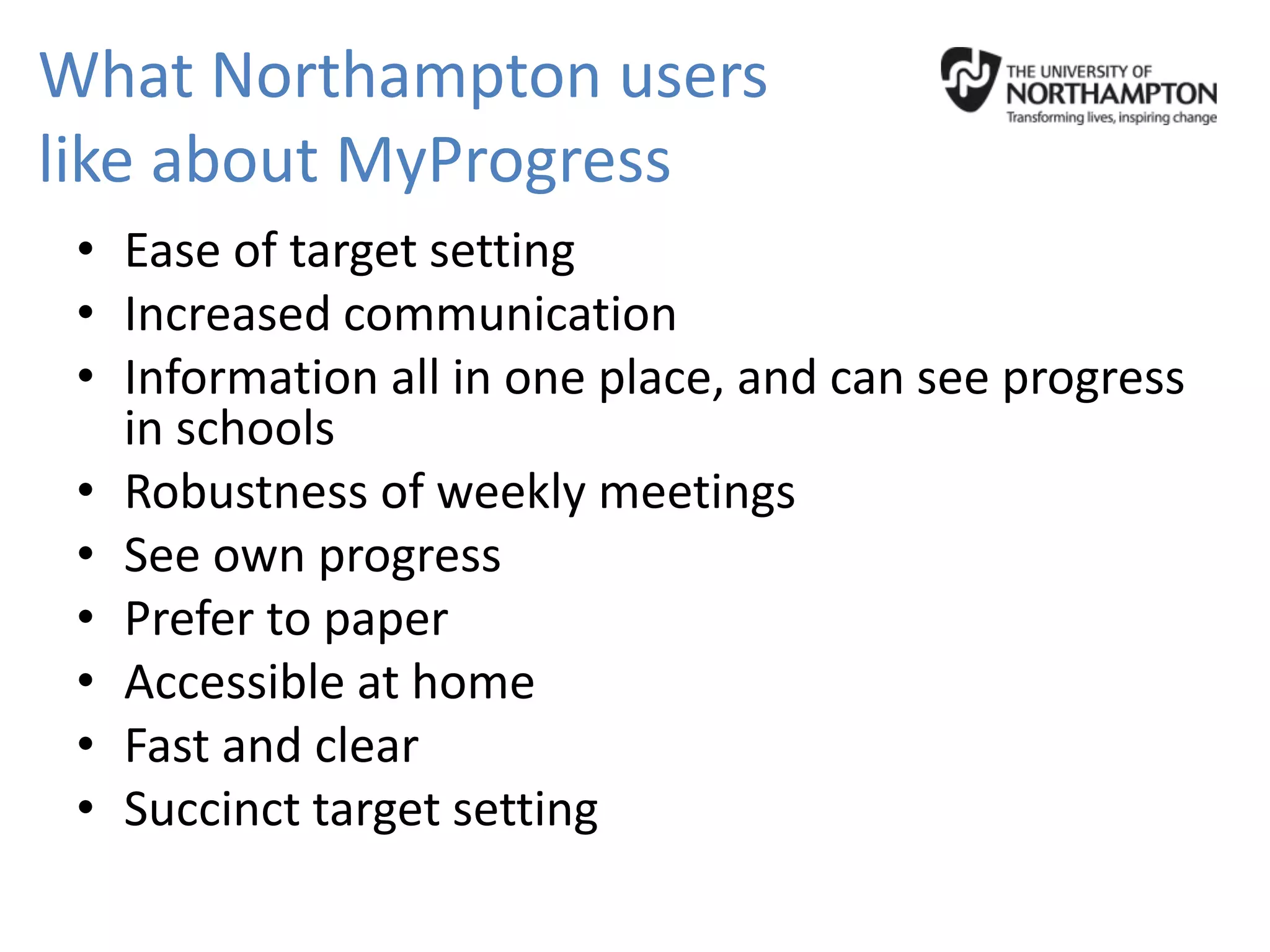 Targets, Assessment, Intervention, Progress: Our progress with MyProgress | PPT