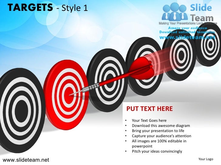 Targets bullseye darts goals design 1 powerpoint presentation templat…