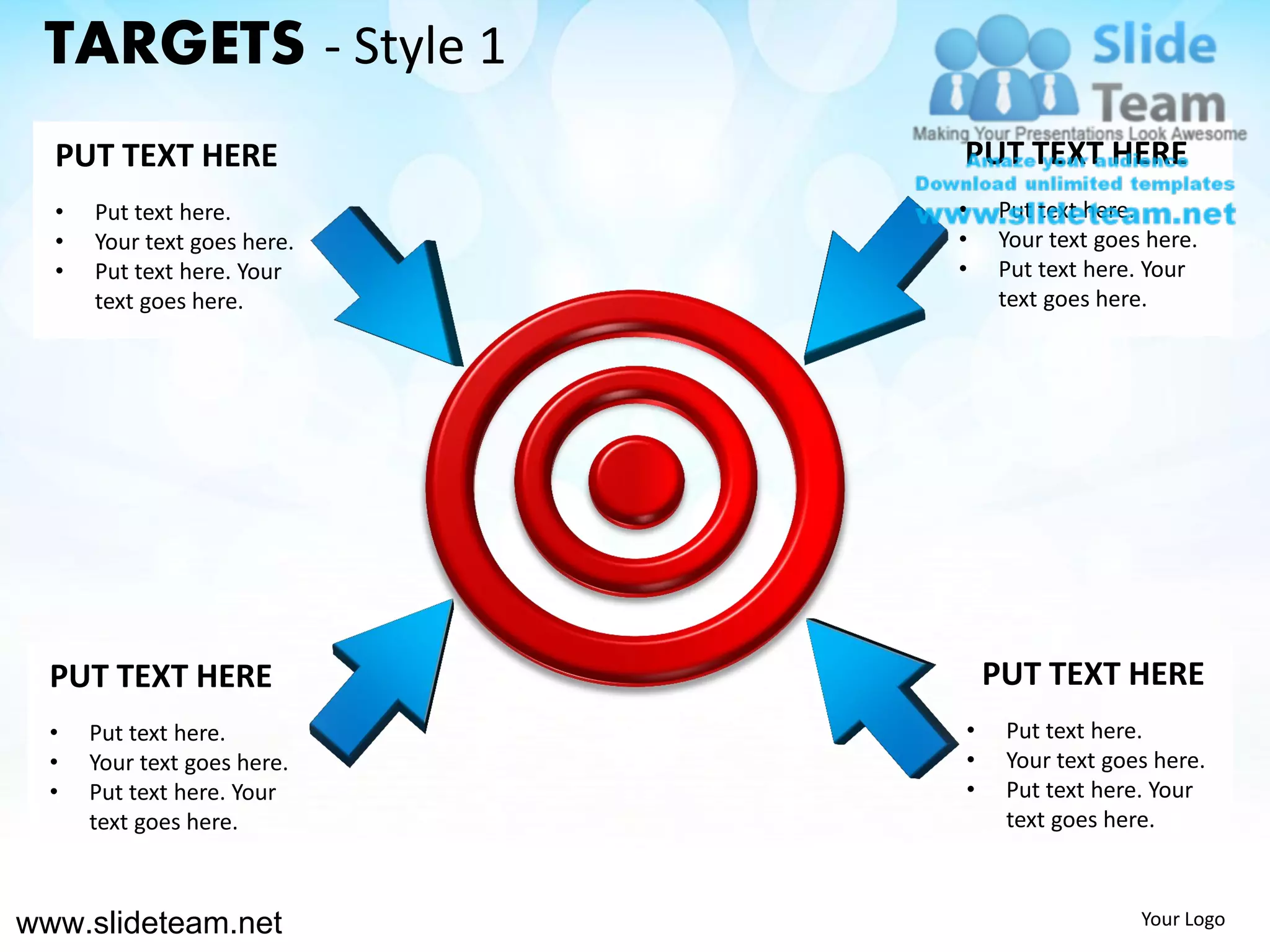 Targets bullseye darts goals style design 1 powerpoint ppt slides. | PDF