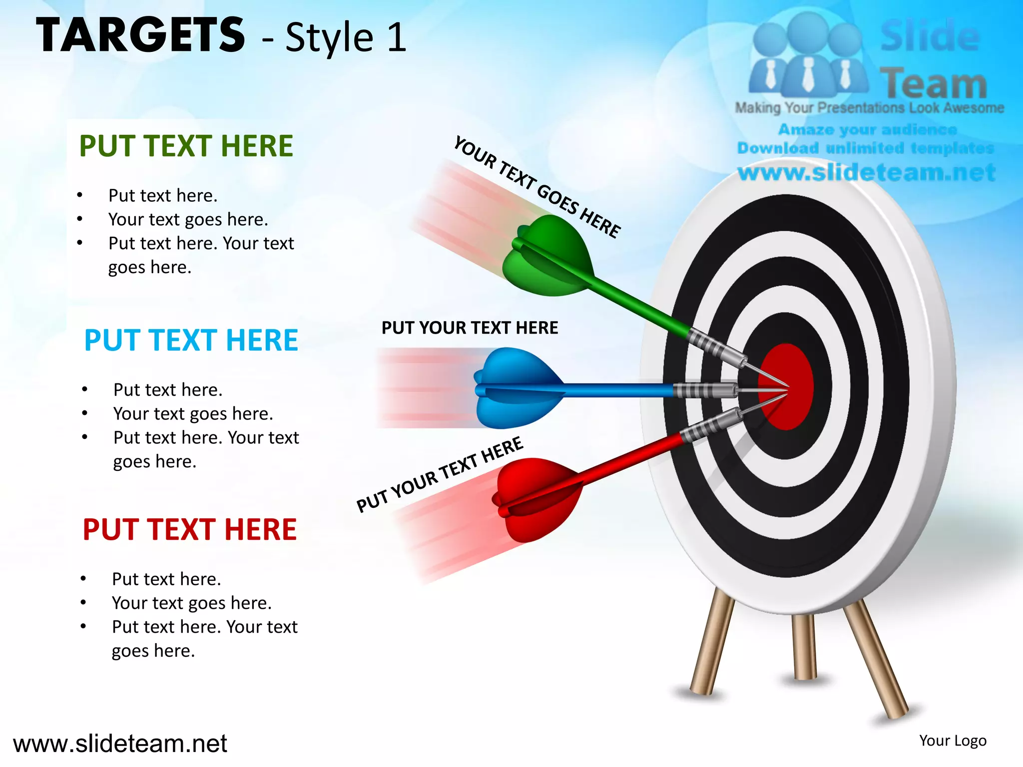 Targets bullseye darts goals style design 1 powerpoint ppt slides. | PDF