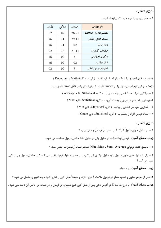 Tarh dars-excel-radmanesh | PDF