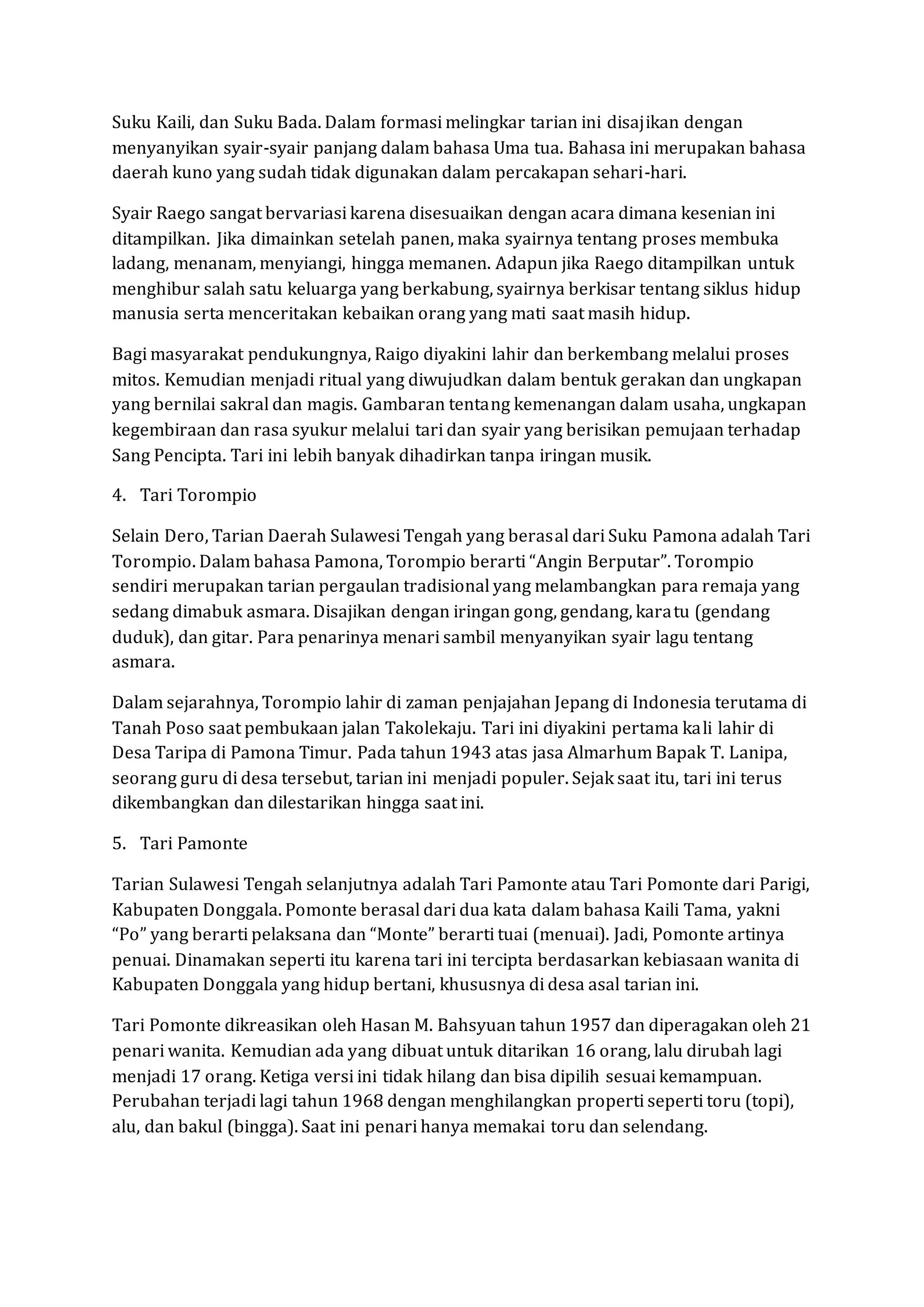 Tarian sulawesi tengah | DOCX