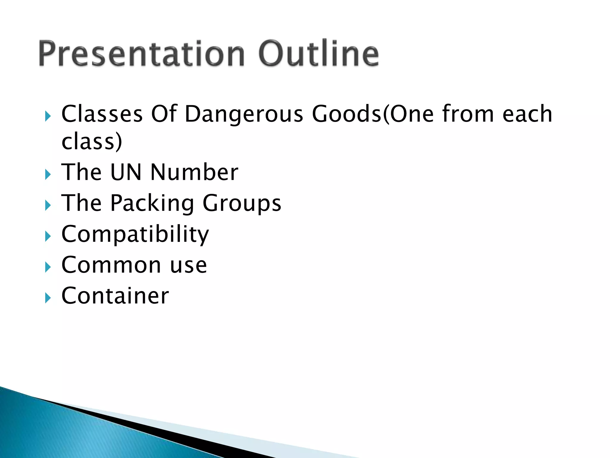 Dangerous Goods Presentation | PPTX