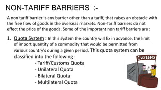 Tariff and non tariff barriers | PPTX | Commodities | Economy