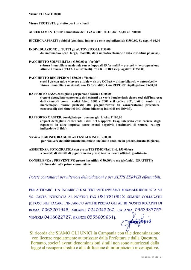 Tariffario Gennaio 2013 MERCURIO | PDF | Business | Business and Finance