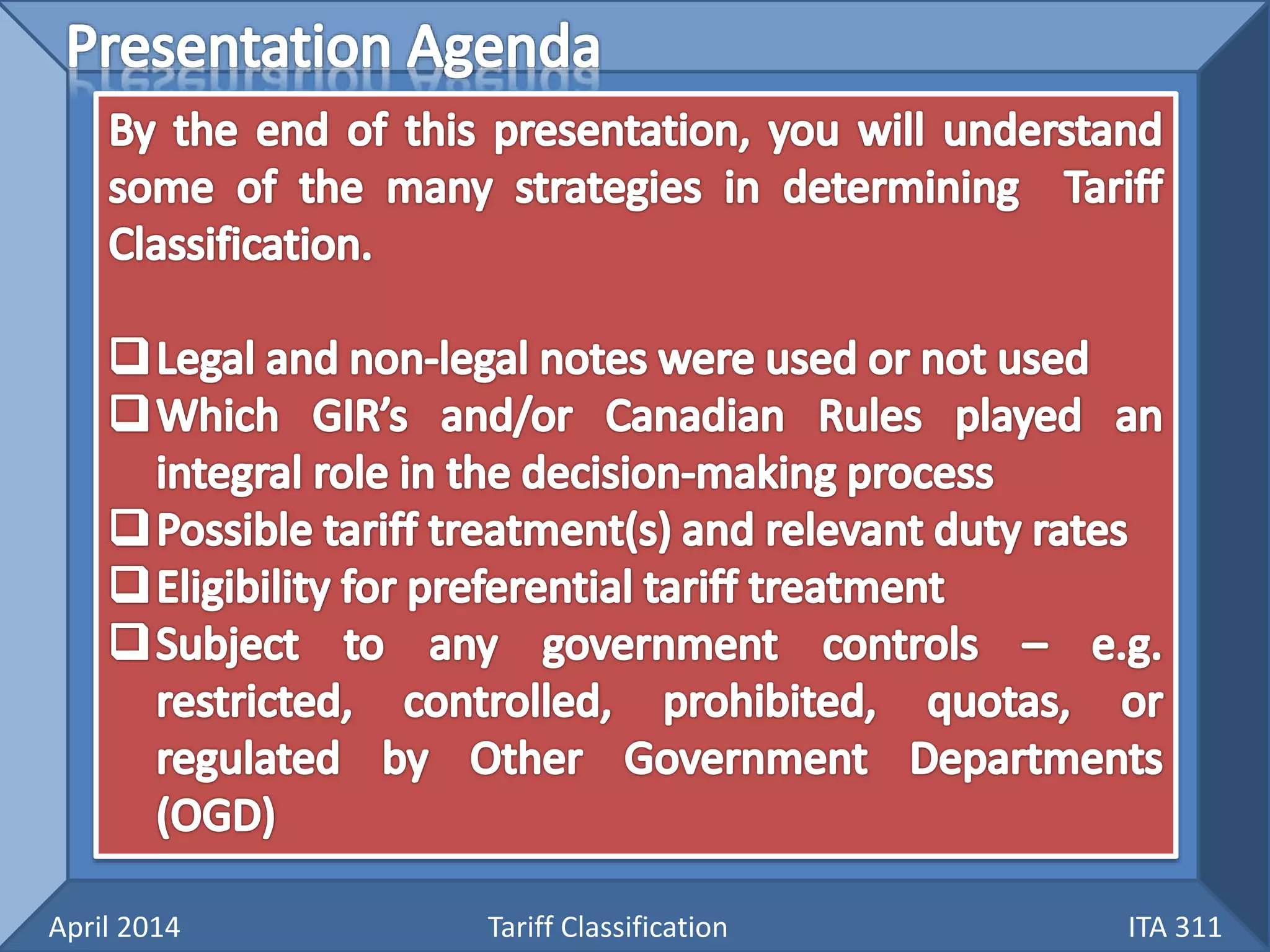 Tariff Classification | PPTX