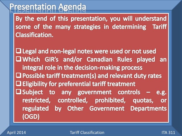 Tariff Classification | PPTX