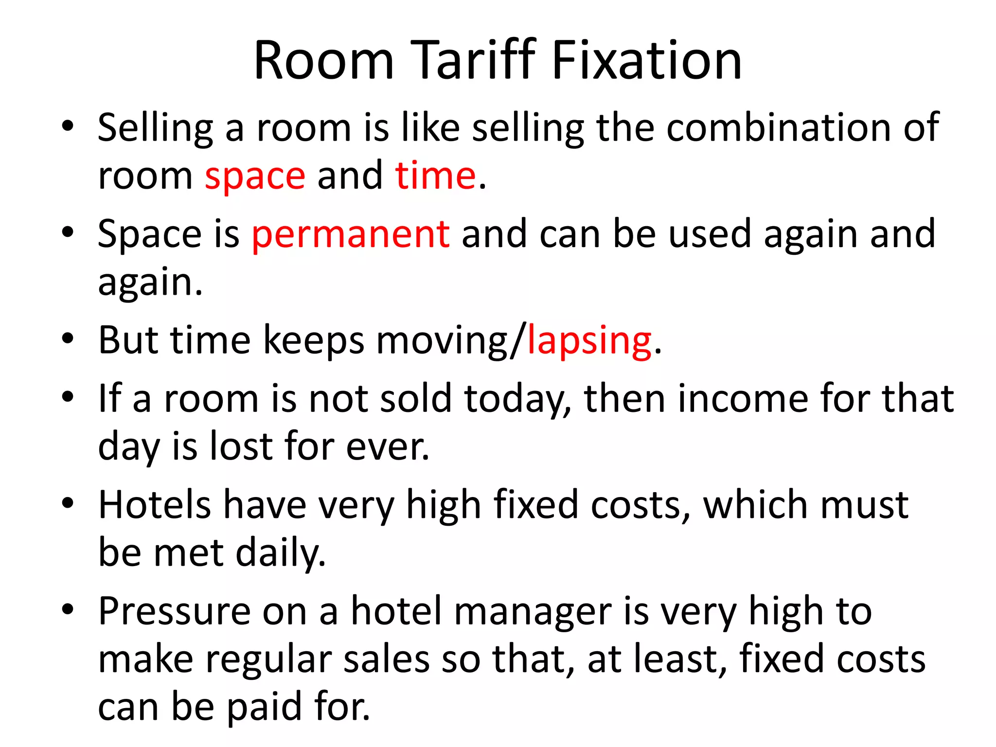 Hotel Guest Room Tariff Fixation Methods; Steps & Explanation (Revised ...