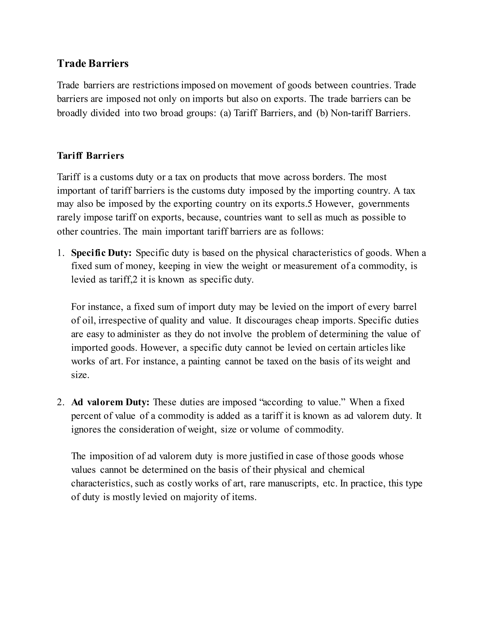 Tariff & non tariff barriers | DOCX