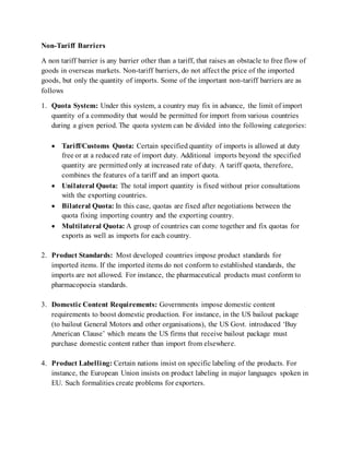 Tariff & non tariff barriers | DOCX