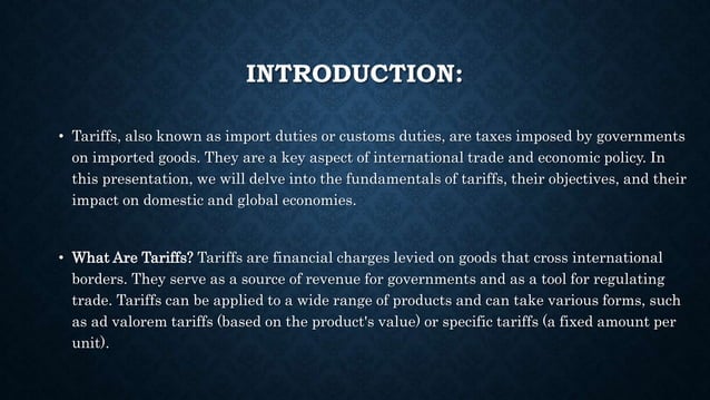 Tariff Presentation.pptx | Commodities | Economy