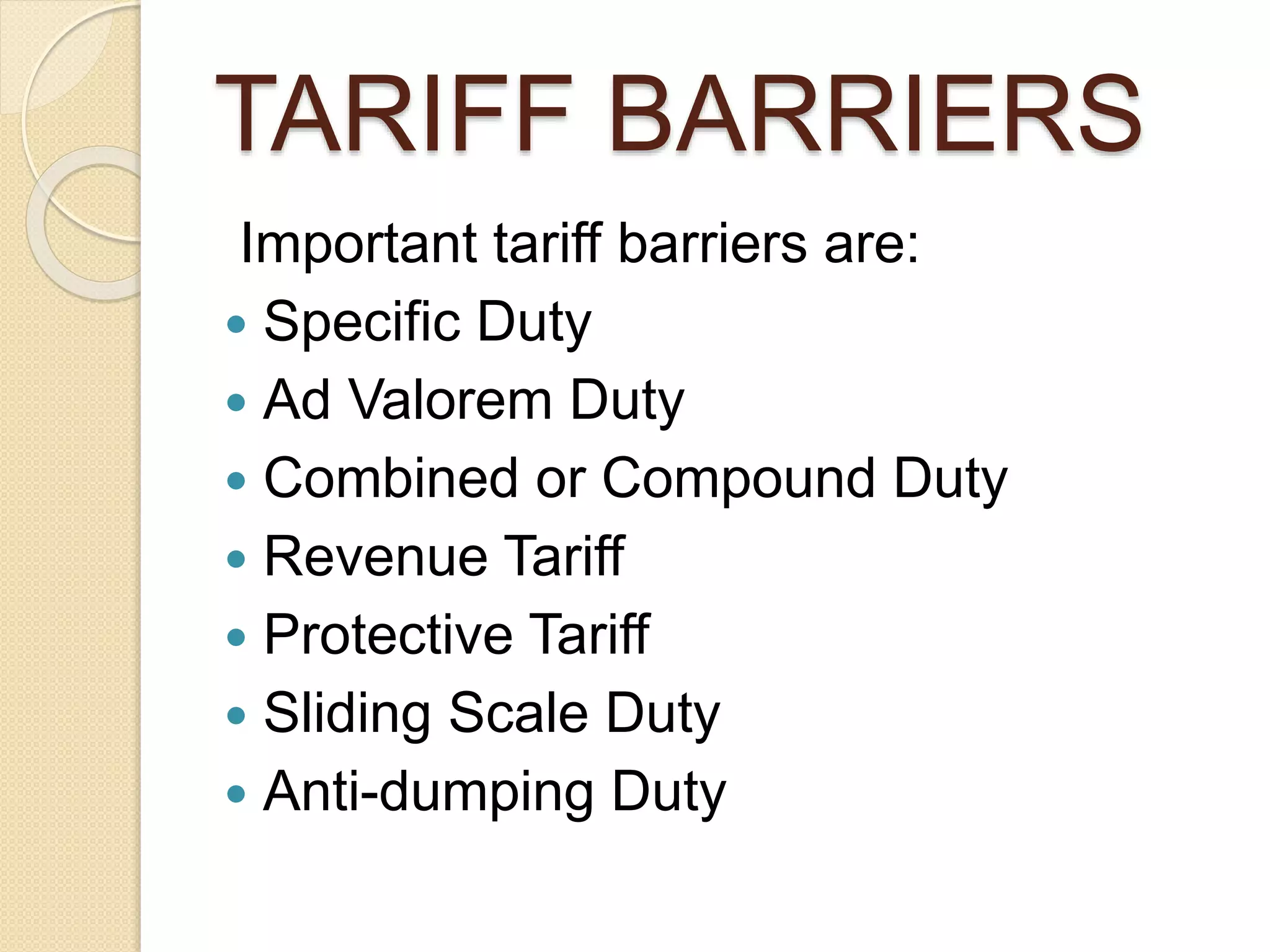 Tariffs and non tariffs barriers in international trade | PPTX