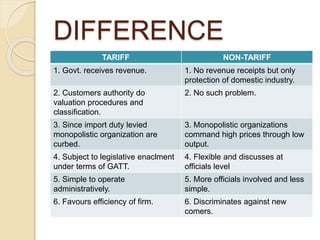 Tariffs and non tariffs barriers in international trade | PPTX