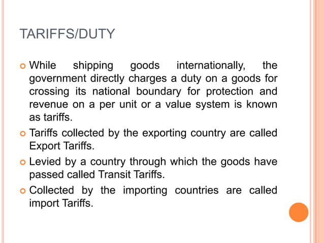 Tariffs & non tariffs | PPT