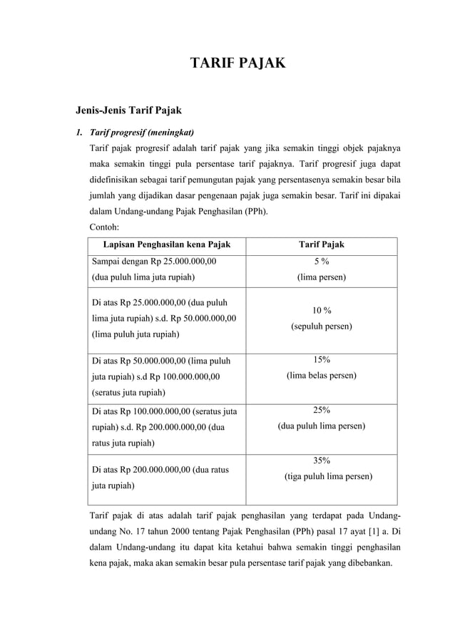 Tarif pajak | PDF
