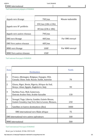Tarifs orange ci | PDF